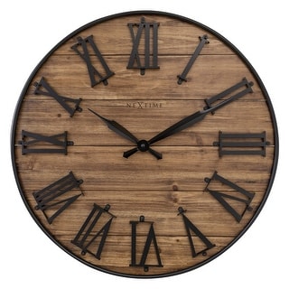 Manchester 20 Inch Wooden Wall Clock with Black Roman Numerals - Bed ...