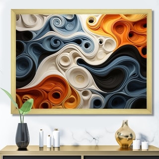 Designart "Yellow Blue Optical Symphony" Modern Framed Wall Decor - Bed ...