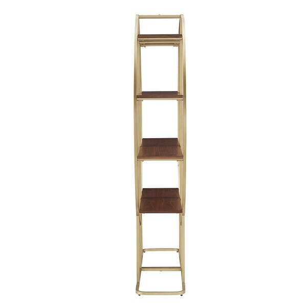 Diana Natural Finish Gold Metal Half Moon Bookcase by Inspire Q Modern 2 Half Moon Bookcases