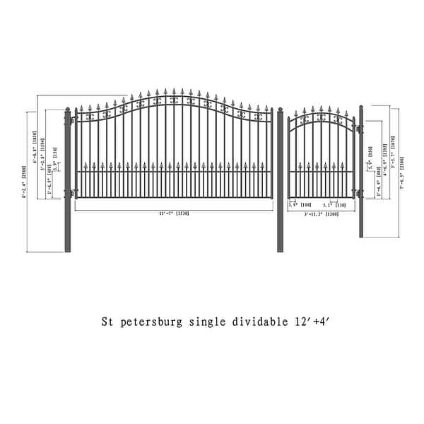 ALEKO Steel St. Louis Style Single 12 ft Driveway Gate with Pedestrian ...