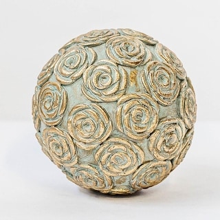 Light Green With Gold Floral Pattern Ball Decoration - Bed Bath ...