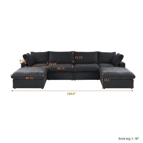 Black Commix Down Filled Overstuffed Sectional Sofa with Ottoman - On ...