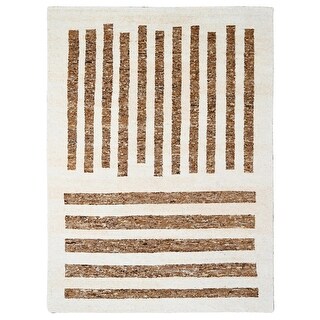 Shahbanu Rugs Bole Brown Plush Pile Minimalist Modern Stripe Design ...