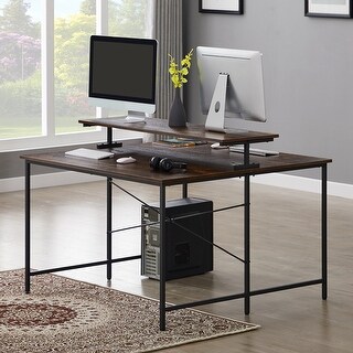 Two Person Computer Desk with Monitor Shelf /Double Workstation 47 x 47 ...