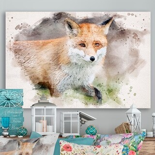 Designart "Abstract Red Fox" Traditional Canvas Wall Decor - Bed Bath ...