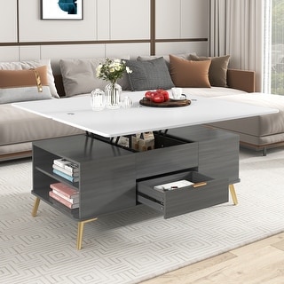 Rectangular Expandable Coffee Table Lift Top Side Table w/Drawers - Bed ...