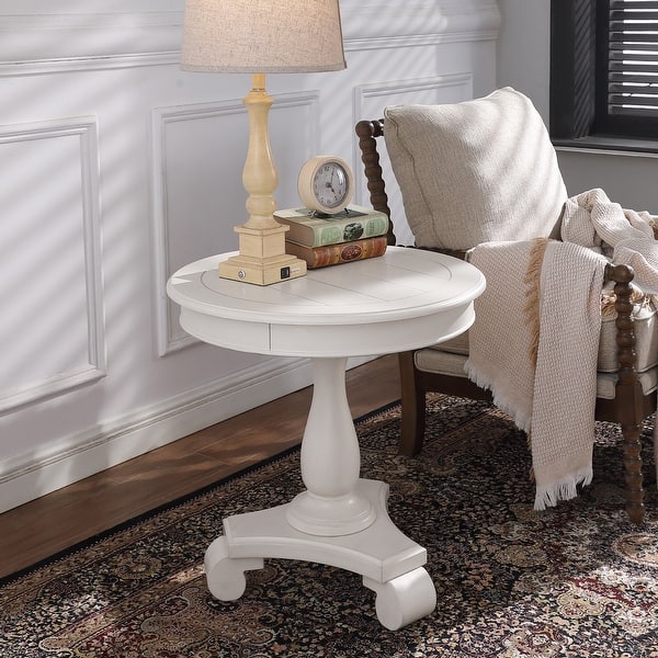Mordent Fort Small Round End Table Accent Wooden Pedestal Side Coffee ...