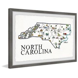 'North Carolina Landmarks Map' Framed Painting Print - Bed Bath ...