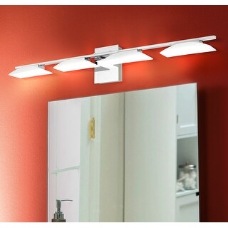 Eglo Metrass 3 LED Vanity Light w/ Chrome Finish & Satin Plastic Shade ...