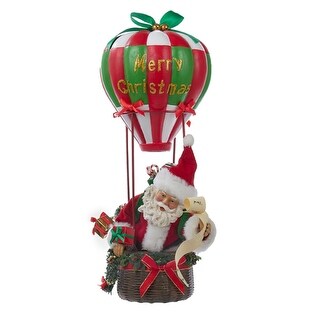 15" Musical Santa Claus Hot Air Balloon Christmas Tabletop Decoration ...