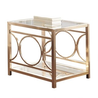 End Table with Concentric Circles, Glass Tops and Mirrored Bottoms ...