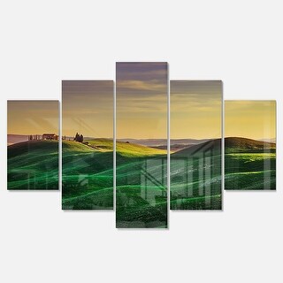 Designart 'Green Rolling Hils in Crete Senesi' Landscape Glossy Metal ...
