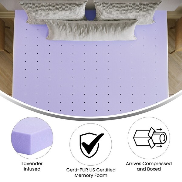 Lavender Infused Memory Foam Mattress Topper with Ventilated Design Purple Bed Bath Beyond 40538519
