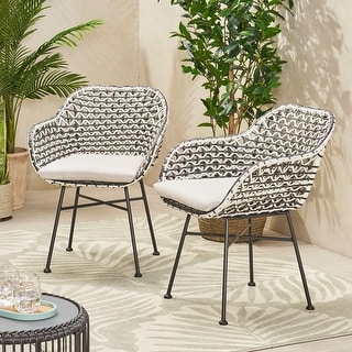 Roomfitters Boho Woven Rope Patio Chairs with Curved Backrest and ...