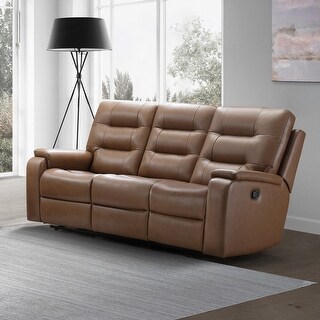 Abbyson William Top Grain Leather Manual Reclining Sofa - Bed Bath & Beyond - 37369962