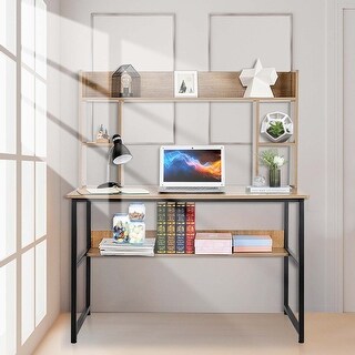 Multifunction Computer Desk With Multi-Layer Storage Shelves,Writing ...