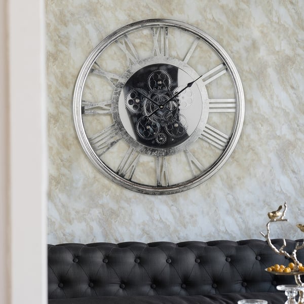 A&B Home Hereford Transitional Round Wall Clock - Weathered Silver ...