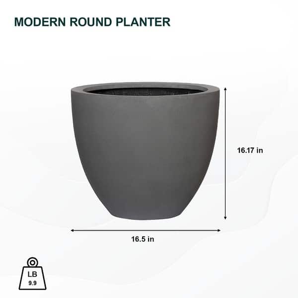 Pottery Pots Jesslyn XS Fiberstone Indoor Outdoor Modern Round Planter ...