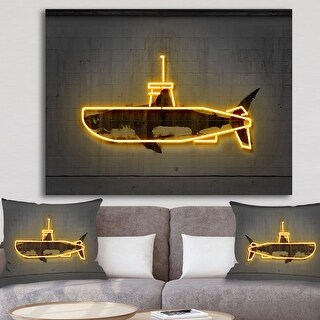 Designart "Yellow submarine" Modern & Contemporary Canvas Artwork Print ...