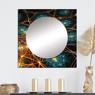 Designart "Infinity Matrix In Retro Turquoise And Gold" Fractals Wall ...