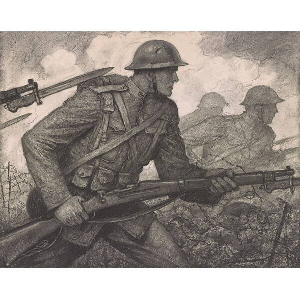 American Soldiers Ww1 Soldiers Advancing Through Barbed Wire With ...