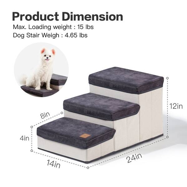 3 Tiers Foldable Dog Stairs Pet Storage Step for Bed Sofa - Bed Bath ...