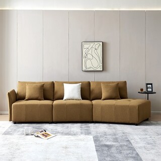 Irregular Modular Sofa Set of 3, One Arm Curved Sectional Sofa with ...