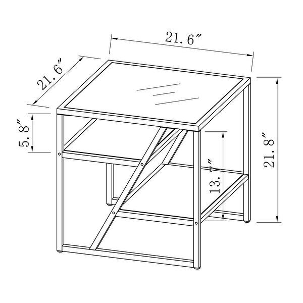 Grondin Mid-Century Modern Glass Wood Side Table with 3-Tier Staggered ...