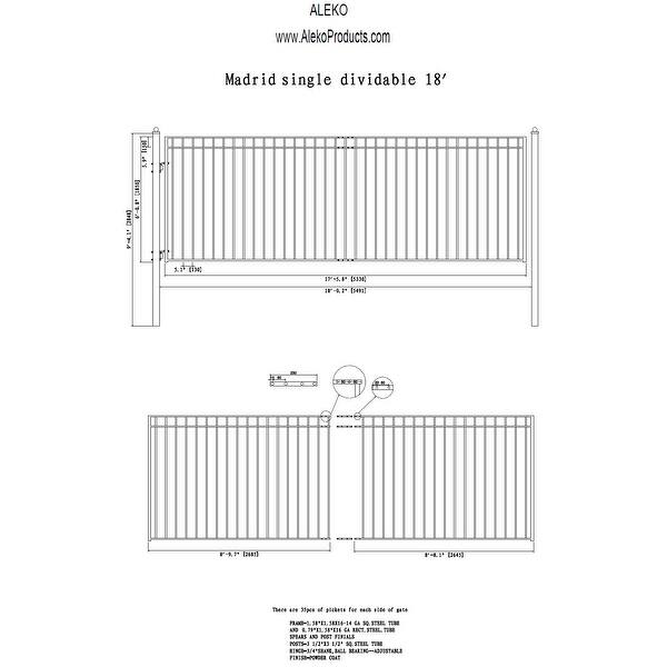 ALEKO Steel Single Sliding 18 ft Driveway Gate Madrid Style with Gate ...