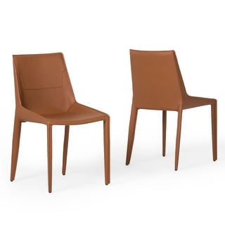 Modrest Halo Modern Cognac Saddle Leather Dining Chair (Set of 2) - Bed ...