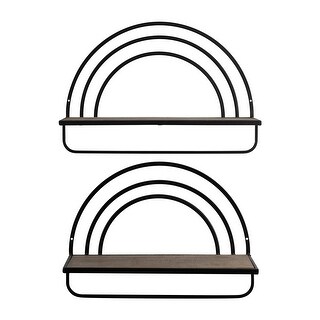 Xod 20 Inch Shelves, Set of 2, Rainbow Arch, Metal Frame, Black and ...