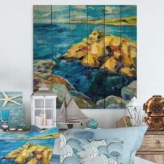 Designart 'Coastal Bay In Beautiful Ocean' Nautical & Coastal Wood Wall ...