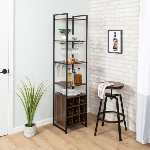 Honey-Can-Do Black and Walnut Wine and Bar Storage Tower - Bed Bath ...