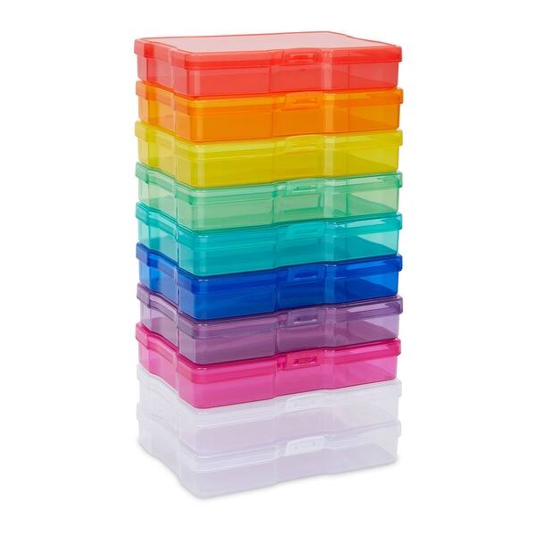 Rainbow Photo Storage Boxes for 4x6 Inch Pictures with 20 Blank Labels ...