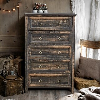 Farmhouse 5-Drawer Dresser - Rustic Tall Chest for Bedroom - Bed Bath ...