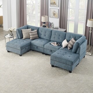 U shape Modular Sectional Sofa, DIY Combination, Includes Two Single ...