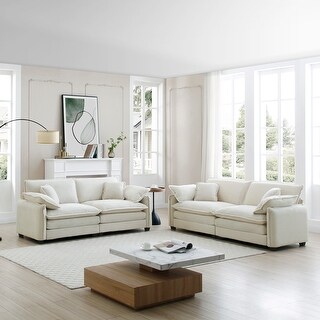 Modern Corduroy Two 2-Seater Sofa Warm and Cozy Upholstered Deep Seat ...
