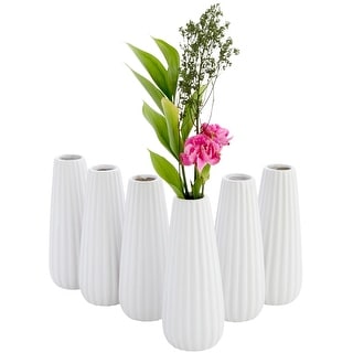 Set of 6 White Ceramic Bud Vases for Flowers, Centerpieces, Home Decor ...