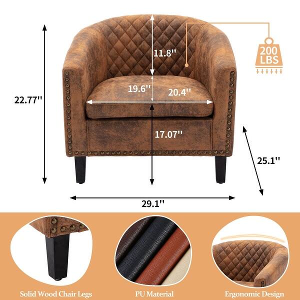 Barrel Accent Chair with Arms Microfiber Club Chairs Bucket Chair ...