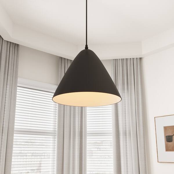 Modern Black Finish Metal Cone Pendant Light Fixture for Kitchen Island ...