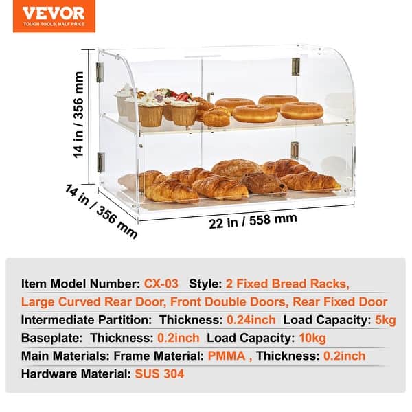 VEVOR Pastry Display Case 2-Tier Commercial Countertop Bakery Display ...