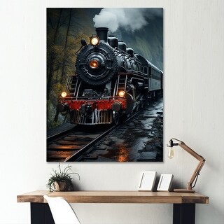 Designart "The Massive Steam Locomotive Belches Smoke I" Train Canvas ...
