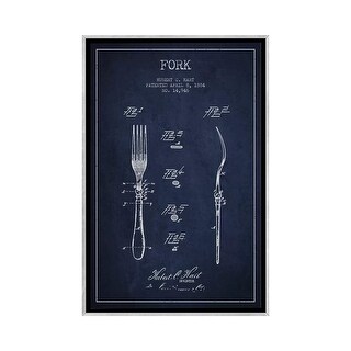 iCanvas "Fork Navy Blue Patent Blueprint" by Aged Pixel Framed - Bed ...