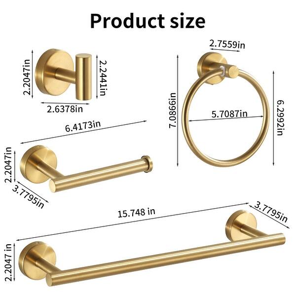 Bathroom Hardware Set Gold Brushed, Gold Towel Bar Set 10PCS Stainless ...