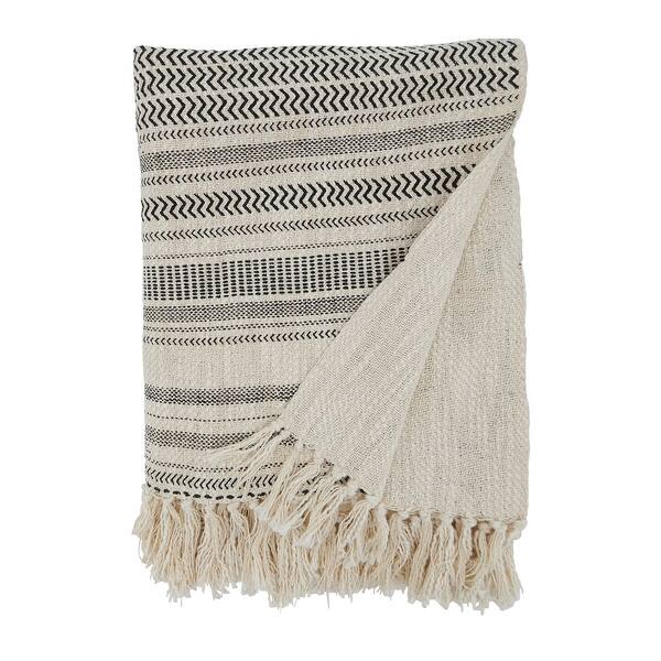 Block Print Throw With Fringed Design - Bed Bath & Beyond - 33066530