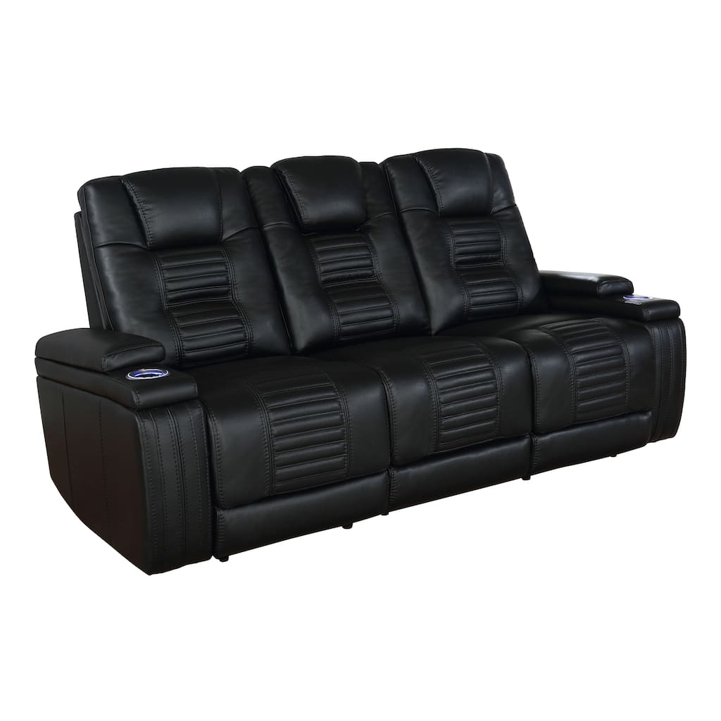 Regent Black Upholstered Power Sofa - Overstock - 33121804