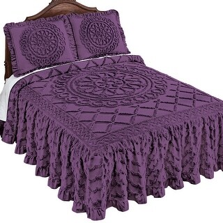 Wavy Tufted Medallion Ruffled Edge Chenille Bedspread - Bed Bath ...