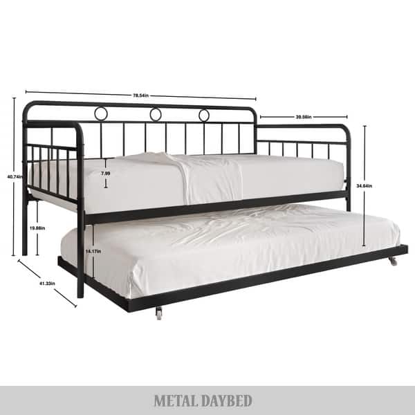 CraftPorch Minimalist Curved Edge Metal Twin Daybed with Trundle - Bed ...