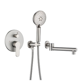 Rainlex Brush Nickle Wall Mounted Roman Tub Faucet with Handshower - Bed Bath & Beyond - 37568184