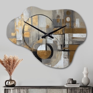 Gold And Grey Radical Simplicity I - Abstract Midcentury Wall Clock in ...